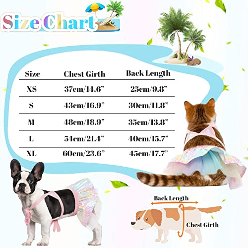 Dog Bikini Swimsuit, Cute Pet Bathing Dress for Puppy and Kitten, Breathable Dog Summer Skirt Sequins Beach Outfit, Cooling Princess Swimwear Sundress for Daily Wear Holiday Party Camping Take Photos