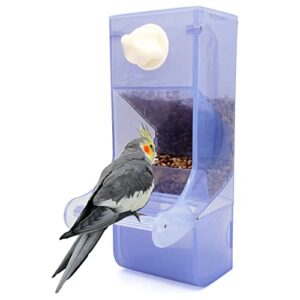 hamiledyi parrot automatic feeder no mess bird feeder for cage parakeet seed food container plastic lovebirds cage accessories for small conures budgies canary finches(blue)