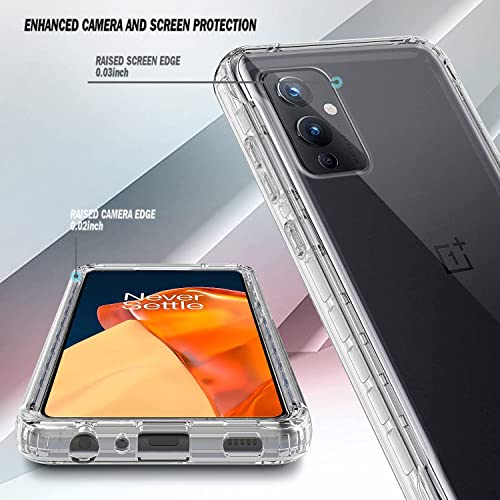 NZND Case for OnePlus 9 5G with [Built-in Screen Protector], Full-Body Protective Shockproof Rugged Bumper Cover, Impact Resist Durable Phone Case (Clear)