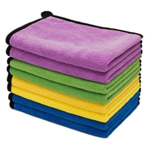 microfiber cleaning cloth for cars - 8 pack (15.8"x11.8") microfiber towels 500 gsm for cars ultra absorbent & soft | multi-color lint free rags for car motor cleaning detailing polishing drying