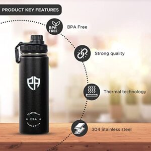 24 Oz Stainless Steel Thermal Insulated Hot/Cold Water Bottles To Keep Any Drink Hot For 12 Hours & Cold For 24 Hours - Gym Water Bottles For Men & Women - Mens Thermal Water Bottle (Black)