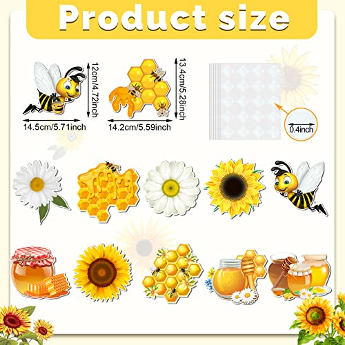 Hotop 48 Pieces Bee Theme Cutouts Classroom Bulletin Board Decoration Honey Cutouts Honeycombs Bee House Cutouts Daisy Sunflowers Cutouts for Chalkboard Wall Bee Birthday Party Decor