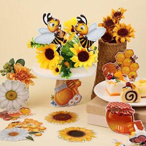 Hotop 48 Pieces Bee Theme Cutouts Classroom Bulletin Board Decoration Honey Cutouts Honeycombs Bee House Cutouts Daisy Sunflowers Cutouts for Chalkboard Wall Bee Birthday Party Decor