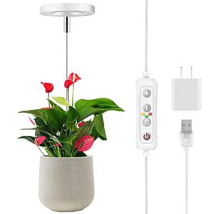 grow lights for indoor plants, romsto led full spectrum plant light for indoor plants, height adjustable grow light with 10 dimmable brightness, 8/12/16h on/off timer, ideal for small plants