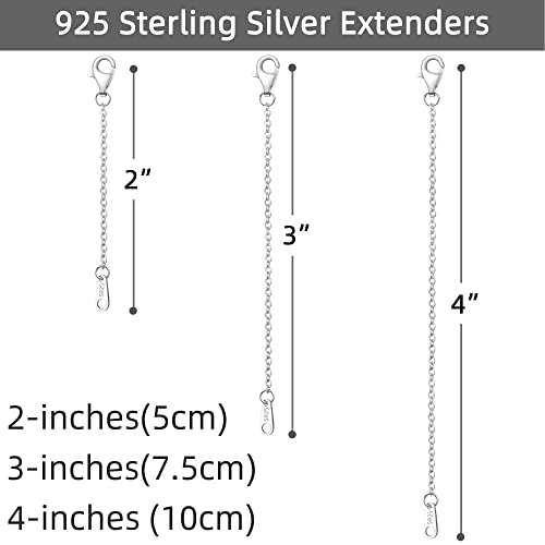 925 Sterling Silver Necklace Extender Sterling Silver Necklace Chain Extenders for Necklaces 2", 3", 4" Inches