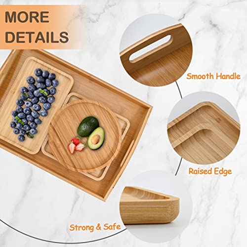 Umiehary Handcrafted Serving Platters for Home Decor-Natural Wooden Plates The Perfect Centerpiece Decoration for Your Dining Or Living Room Table