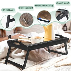 Bed Tray Table Breakfast Trays Serving Tray Bamboo Bed Laptap Floding Legs with Handles and Phone Holders