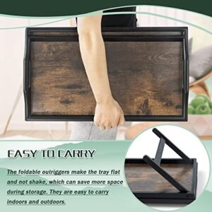 Bed Tray Table Breakfast Trays Serving Tray Bamboo Bed Laptap Floding Legs with Handles and Phone Holders