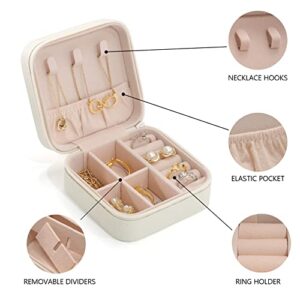 Bridesmaid Gifts Jewelry Box Personalized Small Jewelry Travel Case Custom PU Leather Portable Bridesmaid Proposal Boxes Mini Jewellery Organizer Storage Earrings Rings Necklaces for Women Girls-Pink