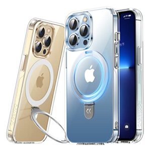 CASEKOO Magnetic Clear for iPhone 13 Pro Case with Invisible Stand [Never Yellow] [Compatible with MagSafe] Protective Shockproof Slim Transparent Phone Cases for Women Men 6.1 Inch 2021, Clear