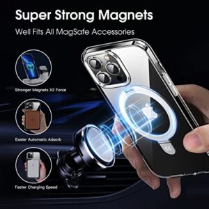 CASEKOO Magnetic Clear for iPhone 13 Pro Case with Invisible Stand [Never Yellow] [Compatible with MagSafe] Protective Shockproof Slim Transparent Phone Cases for Women Men 6.1 Inch 2021, Clear