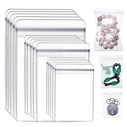 Clabby Jewelry Bag Self Seal Plastic Zipper Bag Clear PVC Rings Earrings Packing Storage Pouch Jewelry Transparent Lock Bags Holding Jewelries, 2x2.8 inch, 2.8x4 inch, 3.5x5 inch(240 Pieces)