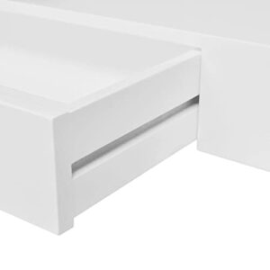 CHARMMA Floating Shelf,Wall Mounted Shelf with Drawer and Invisible Brackets Book/DVD Storage Display Shelf for Bedroom Living Room,Bathroom,Kitchen White 31.5"x9.8"x3.1"(LxWxH)