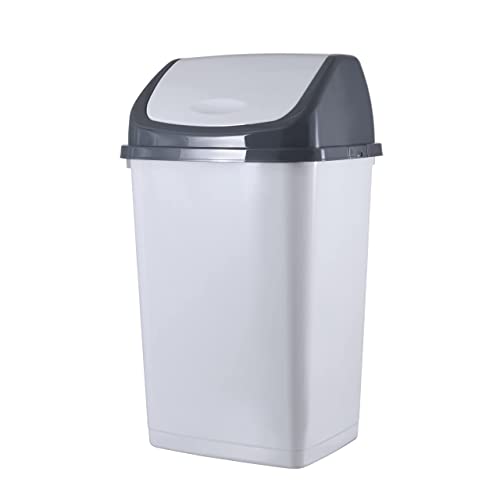 Superio Swing Top Trash Can, Waste Bin for Home, Kitchen, Office, Bedroom, Bathroom, Ideal for Large and Small Spaces - White Smoke (4 Pack- 2.5 Gal, 9 Gal, 13 Gal)