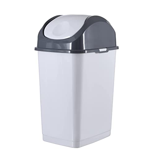 Superio Swing Top Trash Can, Waste Bin for Home, Kitchen, Office, Bedroom, Bathroom, Ideal for Large and Small Spaces - White Smoke (4 Pack- 2.5 Gal, 9 Gal, 13 Gal)