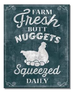 desperate enterprises farm fresh butt nuggets tin sign - nostalgic vintage metal wall decor - made in usa