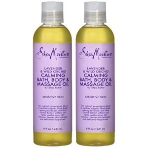 sheamoisture skin care, bath, body & massage lotion & oil moisturizer for sensitive skin, lavender, wild orchid, shea butter, pack of 2-8 oz ea