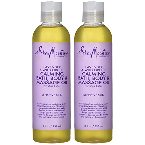 SheaMoisture Skin Care, Bath, Body & Massage Lotion & Oil Moisturizer for Sensitive Skin, Lavender, Wild Orchid, Shea Butter, Pack of 2-8 Oz Ea