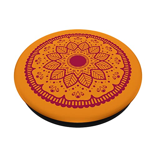 Orange Spice Mandala for Peace Relaxation Meditation Focus PopSockets Swappable PopGrip