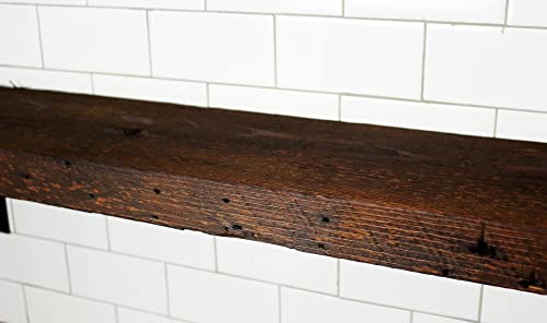 Modern Timber Craft Reclaimed Wood Wall Shelf | Easy-to-Install | Steel Angle Brackets Included | Rustic Decoration | 2" Thickness | 18" L x 10" D, Early American