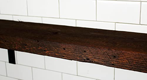 Modern Timber Craft Reclaimed Wood Wall Shelf | Easy-to-Install | Steel Angle Brackets Included | Rustic Decoration | 2" Thickness | 18" L x 10" D, Early American