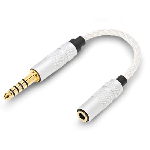 4.4mm Male to 3.5mm Female Headphone Adapter, Silver Plated 4.4mm Balanced to 3.5mm Stereo Adapter Cable Headphone Jack Converter Cord for NW‑ZX300A NW‑WM1