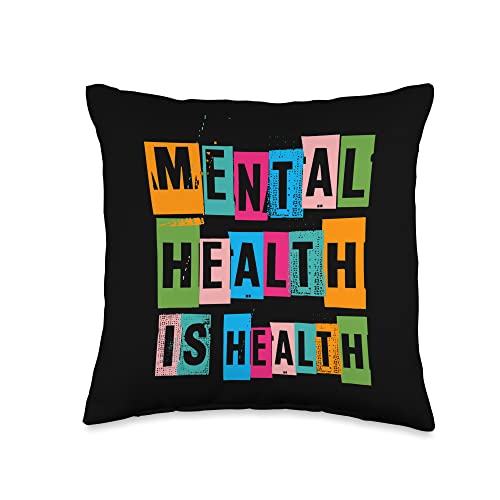 End The Stigma - Mental Health Awareness Items Mental Health Awareness Month Be Kind Positive Throw Pillow, 16x16, Multicolor