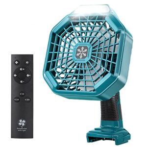 waxpar 3 in 1 camping fan with led lantern, usb portable cordless fan powered by makita 18v lxt lithium-ion battery, 3 speed battery operated fan personal handheld fan with remote table fan