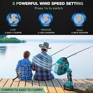 WaxPar 3 in 1 Camping Fan with LED Lantern, USB Portable Cordless Fan Powered by Makita 18V LXT Lithium-ion Battery, 3 Speed Battery Operated Fan Personal Handheld Fan with Remote Table Fan