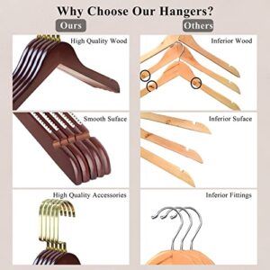 Potshlinr Wooden Hangers 20 Pack - Cherry Coat Hangers- Non Slip Heavy Duty Hangers Clothes Hanger for Closet, Suit, Sweater, Dress, Jackets, Shirts, Skirts