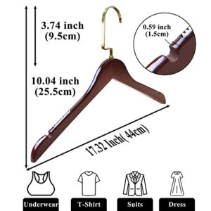 Potshlinr Wooden Hangers 20 Pack - Cherry Coat Hangers- Non Slip Heavy Duty Hangers Clothes Hanger for Closet, Suit, Sweater, Dress, Jackets, Shirts, Skirts