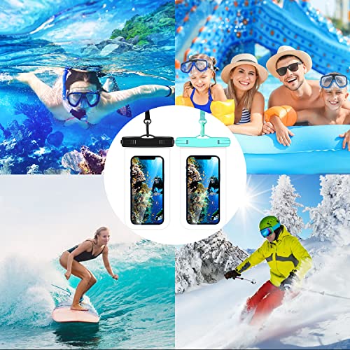 v-Golvin Universal Waterproof Phone Pouch IPX8 Underwater Case Cell Phone Dry Bag for iPhone 13 12 11 Pro Max SE 2020 XS Max XR 8 7 6s Plus S22 S21 Note 20 Ultra & Smart Phones Up to 7"-Black+Teal