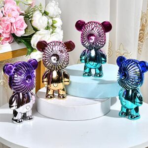 UJAY Portable Fan,Mini Cute Bear Desk Fan Small Quiet,3-Speed Adjustable Usb Powered Fan,Electroplating Cute Shape Sesign,Ultra-quiet,Strong Wind,Suitable for Office,Bedroom,Shopping