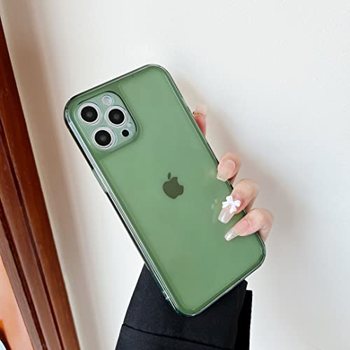 ZTOFERA Case for iPhone 13 Pro 6.1 inch,Clear Soft Silicone Bumper Protective Retro Color Transparent Shockproof Phone Case - Green