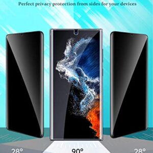 Kanosan Compatible for Samsung Galaxy S23 Ultra Privacy Screen Protector with Tempered Glass Camera Lens Protector, Flexible Anti-Spy TPU Film [Support Fingerprint ID] for Galaxy S23 Ultra 5G