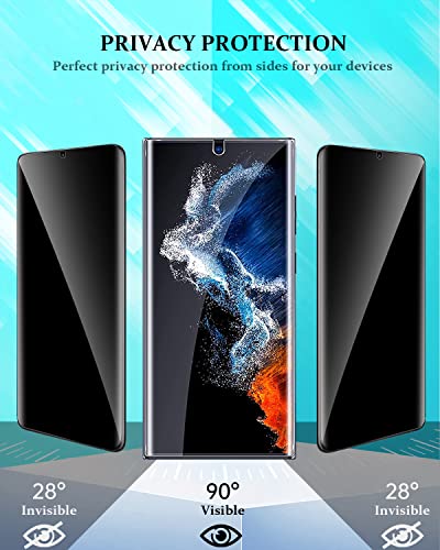 Kanosan Compatible for Samsung Galaxy S23 Ultra Privacy Screen Protector with Tempered Glass Camera Lens Protector, Flexible Anti-Spy TPU Film [Support Fingerprint ID] for Galaxy S23 Ultra 5G