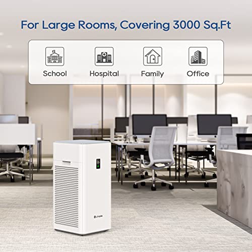 Lifubide Large Room Air Purifier, H13 True HEPA,4555 Sq.Ft Coverage,24dB Low Noise For Bedroom,Removal Of 99.99% 0.01 Microns Particles, Pet Dander Smoke Odor Dust,PM2.5 Monitor, Smart Air Purifiers