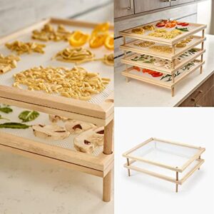 VALINK Wooden Pasta Herb Drying Racks,Stackable Food Dryer with Net Pasta Herb Drying Rack Drying Wooden Air Drying Rack (one layer/two layers)