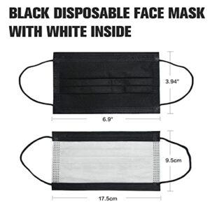 100 Pack Black Disposable Face Masks, USA Made Bulk masks disposable 3-Layer Adult Safety Masks for Protection with Elastic Earloops