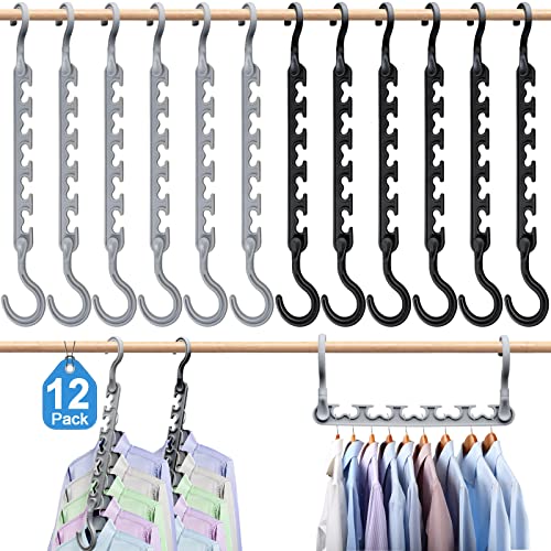 Closet Organizers and Storage,12 Pack Closet Organizer Hangers,Magic Space Saving Hangers Sturdy Clothes Organizer for Heavy Clothes,Girls College Dorm Room Essentials,Home Essentials Closet Storage