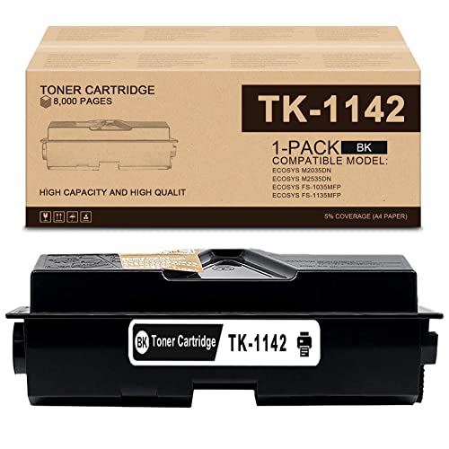 【8,000 Pages】 Super High Yield Compatible TK-1142 Toner Cartridge Replacement for Kyocera ECOSYS M2035dn M2535dn FS-1035MFP FS-1135MFP Printer (Black,1-Pack)