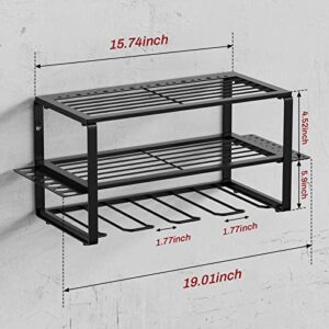 CWLOTAC Power Tool Organizer - 3 Layer Wall Mounted Tool Organizers and Storage, Drill Holder Wall Mount, Utility Storage Rack for Cordless Drill Charging Station Screwdriver