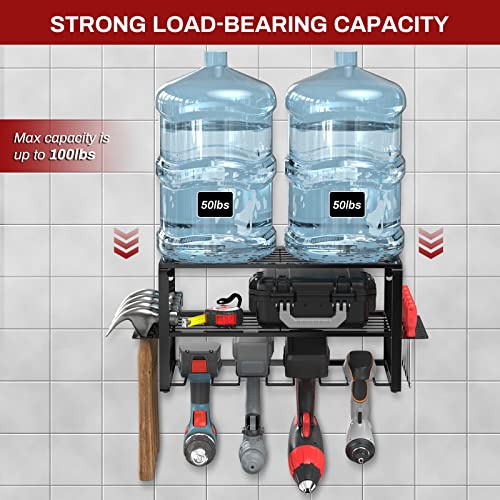 CWLOTAC Power Tool Organizer - 3 Layer Wall Mounted Tool Organizers and Storage, Drill Holder Wall Mount, Utility Storage Rack for Cordless Drill Charging Station Screwdriver