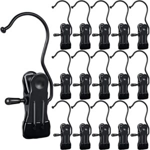 No Sharp Matte Black Boot Hanger Clips for Closet,Hanging Closet Hanger Organizer Clamps Heavy Duty Laundry Hooks with Clips for Boot Hats Pants Clothes Towel Jeans Snack Bags Clips(Black,16 Pieces)