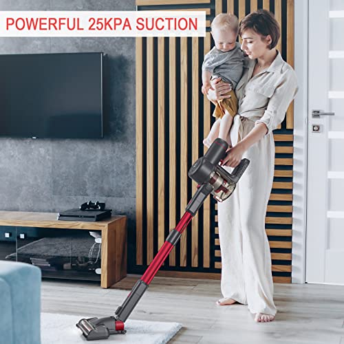 Afoddon Cordless Vacuum Cleaner, 250W 25000PA Powerful Stick Vacuum Cleaner with 2200mAh Battery 35Mins Runtime 6 in 1 Lightweight Vacuum Cleaner for Hardwood Carpet Pet Hair Car Cleaning A200