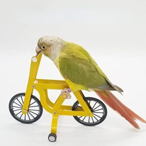 YANQIN Bird Intelligence Training Toy，Parrot Puzzle Bicycle Toy for Small Medium Bird，Parrot Educational Table Top Trick Prop Toy，Bird Foot Talon Toy for Lovebird Conures Parakeet (Large)