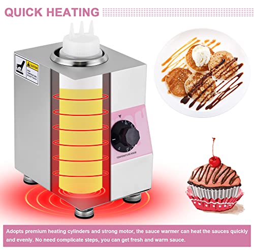 Electric Cheese Sauce Warmer Hot Fudge Warmer Dispenser Nacho Cheese Dispenser Jam Heat Preservation Machine with 650ml Bottle, 30-85℃ Adjustable 110V (1 Bucket)