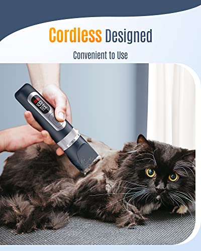 Cat Grooming Clippers for Matted Long Hair,Low Noise Cat Clippers Shaver,4 Speed Cordless Pet Clippers Kit for Cats Dogs and Pets