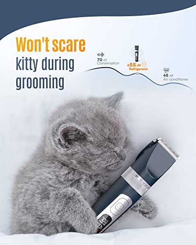 Cat Grooming Clippers for Matted Long Hair,Low Noise Cat Clippers Shaver,4 Speed Cordless Pet Clippers Kit for Cats Dogs and Pets