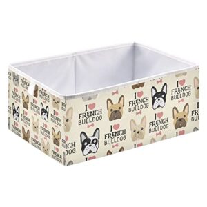 vintage french bulldog storage basket storage bin rectangular collapsible storage box large toy box organizer for office bedroom clothestoys